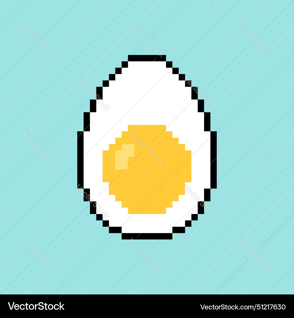Boiled egg pixel art half an 8 bit pixelated Vector Image