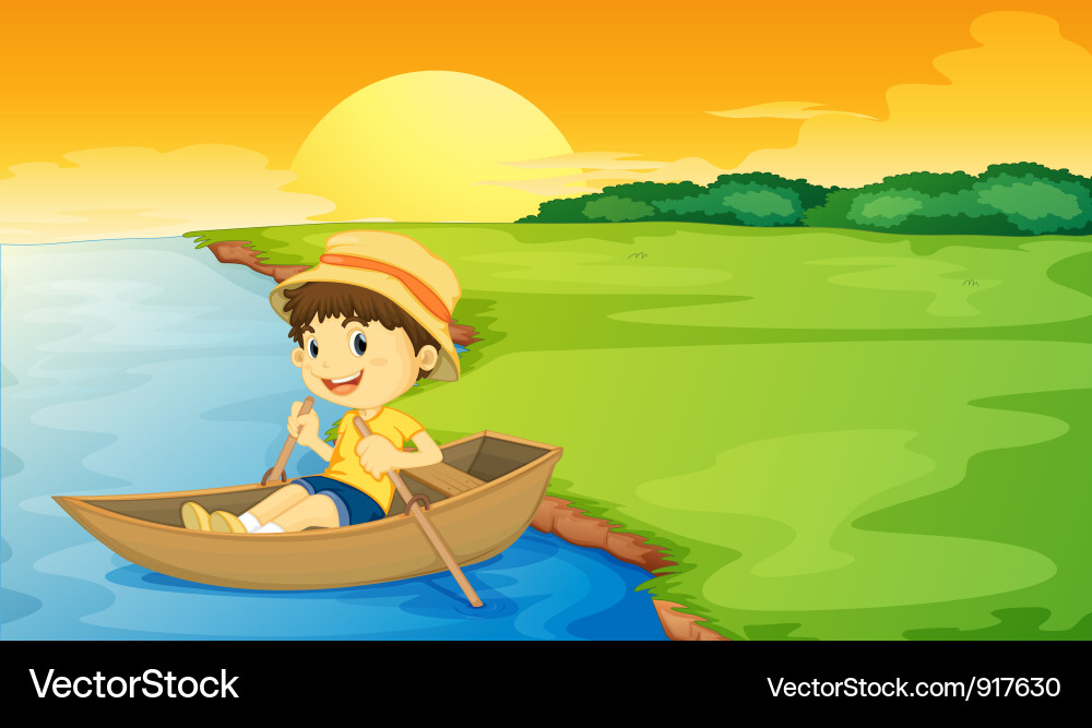 Boy in a boat Royalty Free Vector Image - VectorStock