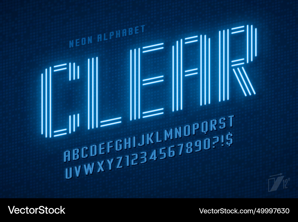 Bright light neon alphabet retro-futuristic style Vector Image