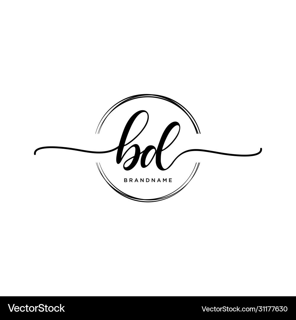 Elegant BD Initial Logo with Circle Royalty Free Vector