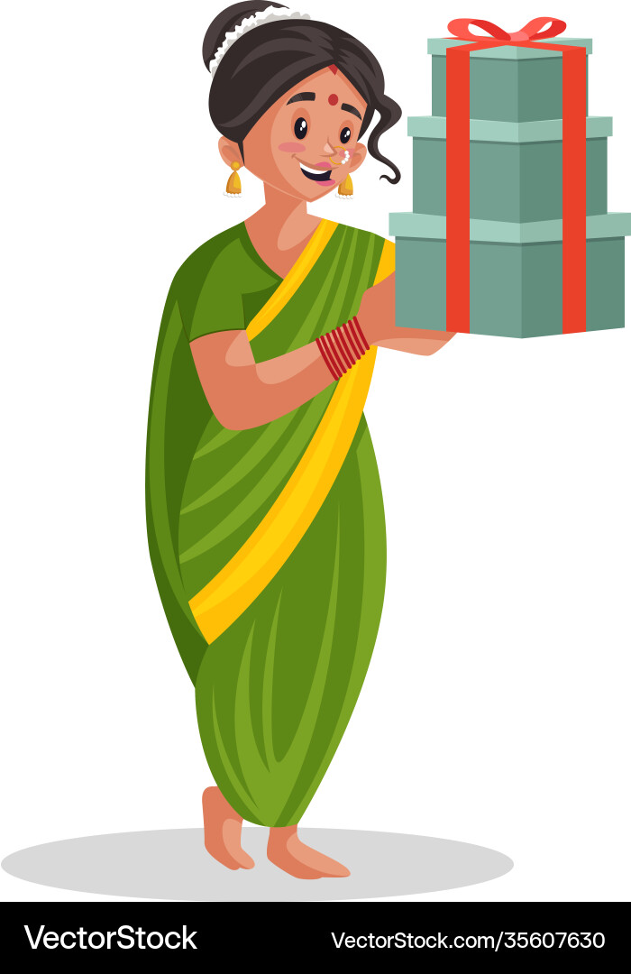 Indian marathi woman cartoon Royalty Free Vector Image