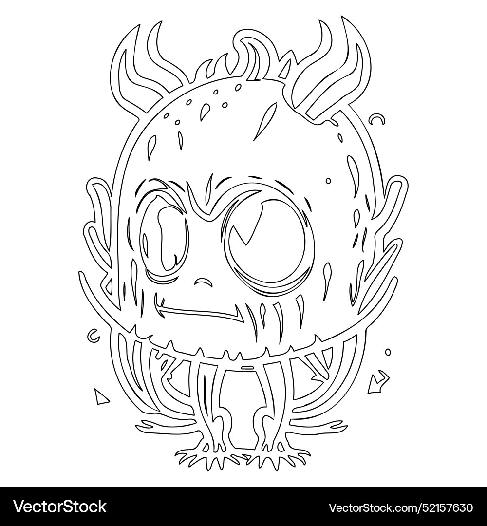Monster alien outline sketch Royalty Free Vector Image