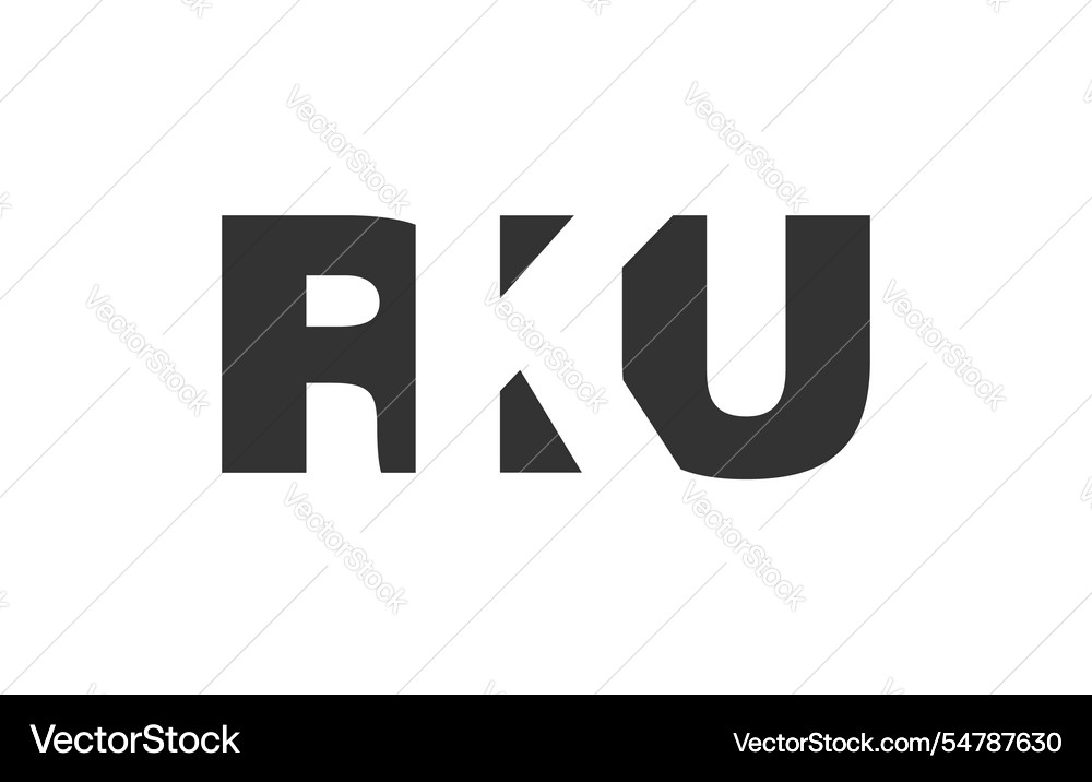 Rku logo design initial letter r k u bold font Vector Image
