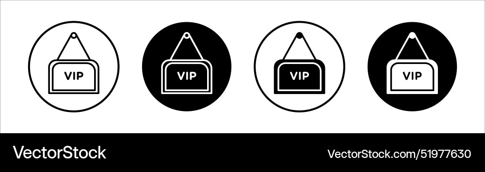 Vip neck tag flat line icon set thin Royalty Free Vector