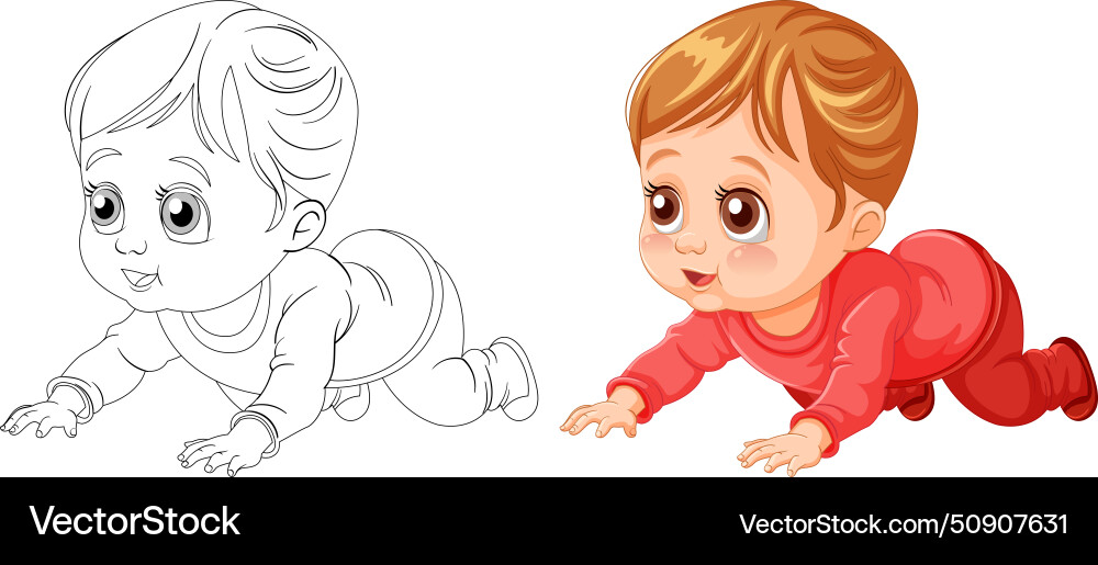 A baby crawling happily Royalty Free Vector Image