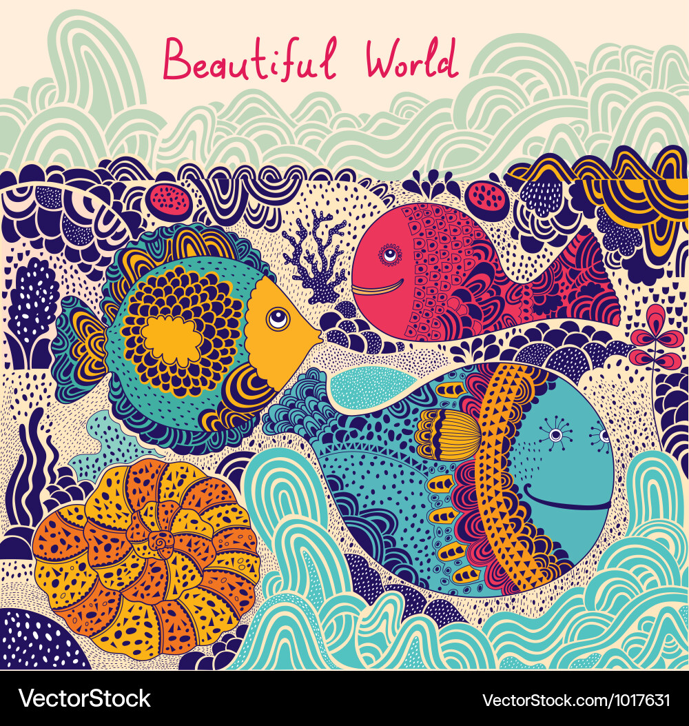 Decorative fish background Royalty Free Vector Image