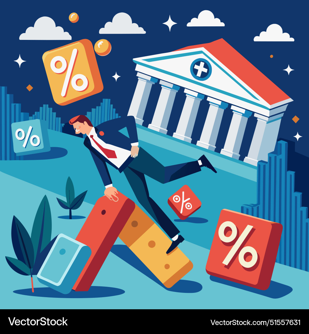 Interest rate and inflation percent impact Vector Image