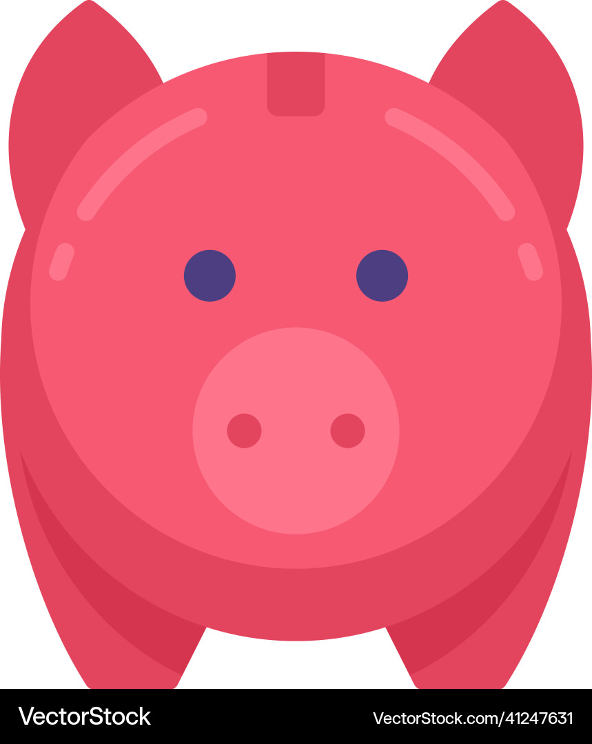 Pink piggy bank front view flat Royalty Free Vector Image