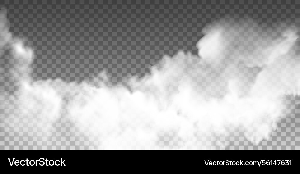 Realistic white clouds fog smog transparent Vector Image