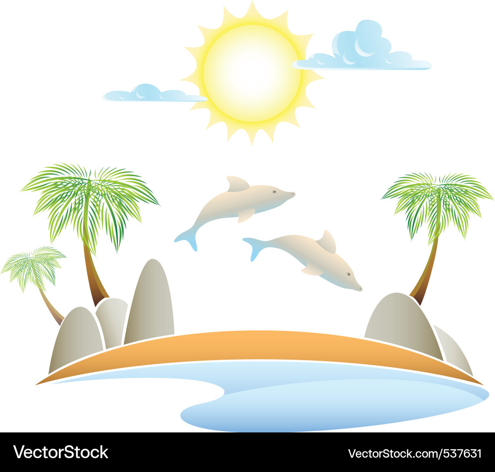 Tropical island summer landscape Royalty Free Vector Image