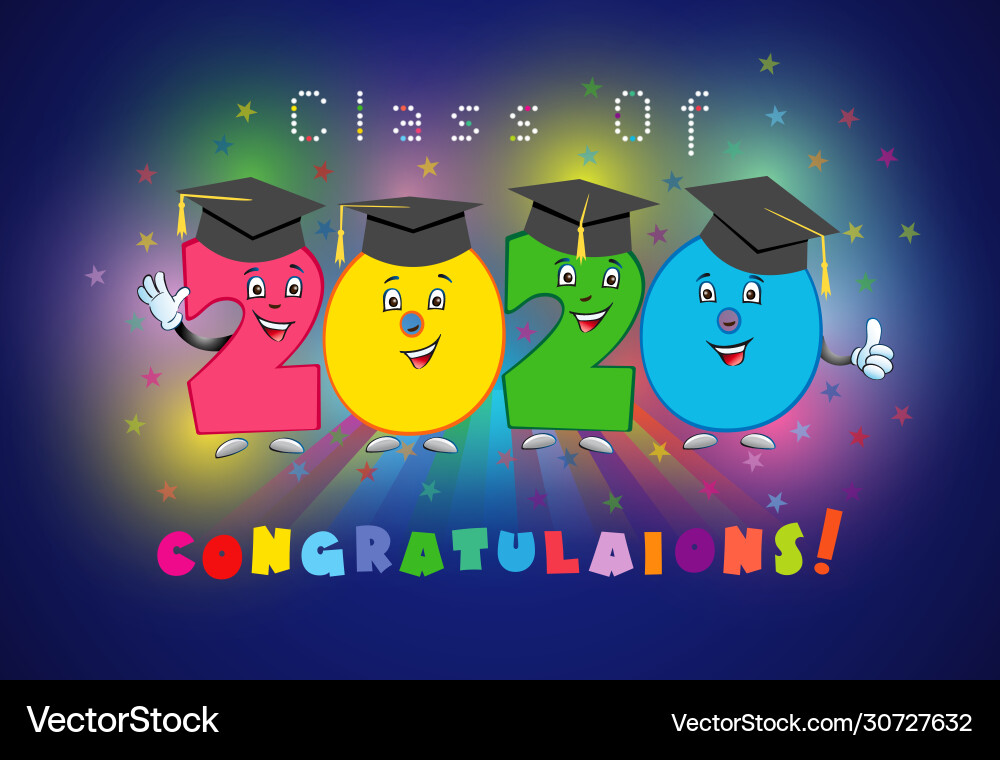 2020 graduates characters Royalty Free Vector Image
