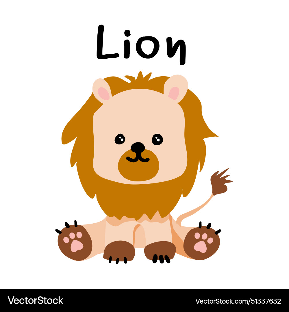 Alphabet with lion on white Royalty Free Vector Image