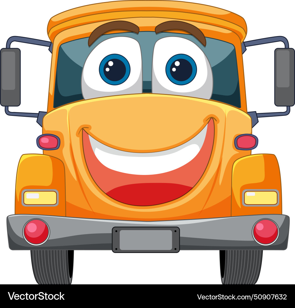 Colorful smiling school bus with big eyes Vector Image