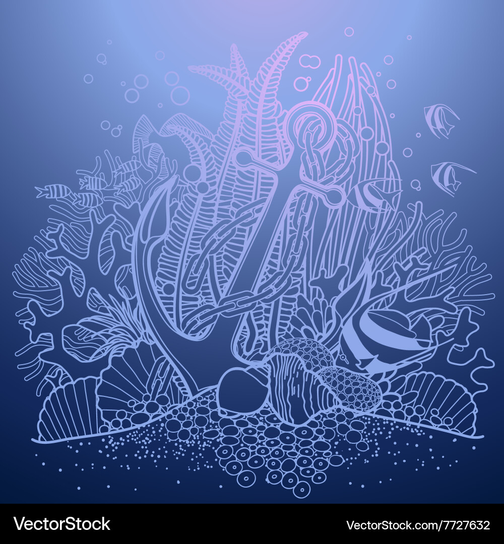 Coral Reef Line Art Royalty Free Vector Image - VectorStock