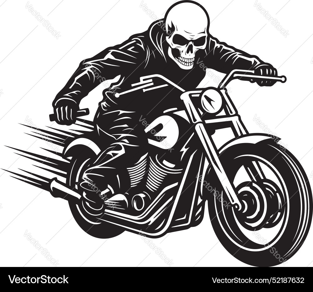 Grim rider skeleton biker black logo icon design Vector Image