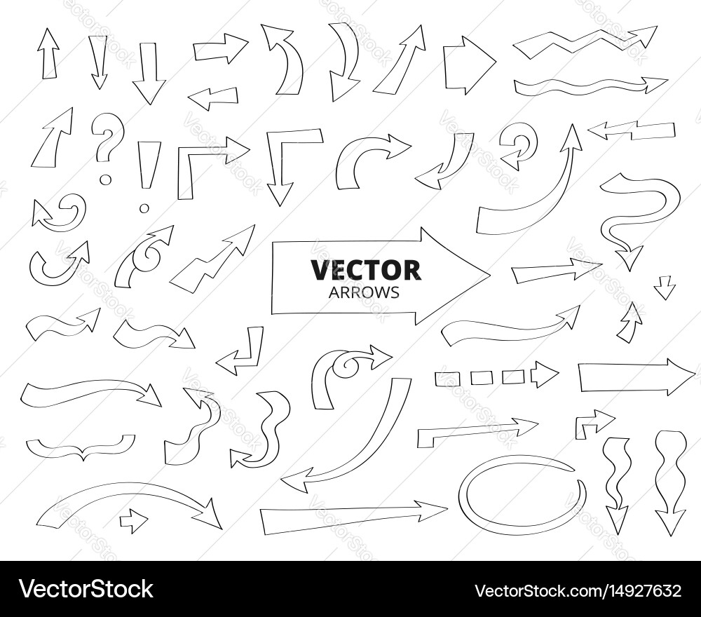 Hand Drawn Doodle Arrows Royalty Free Vector Image
