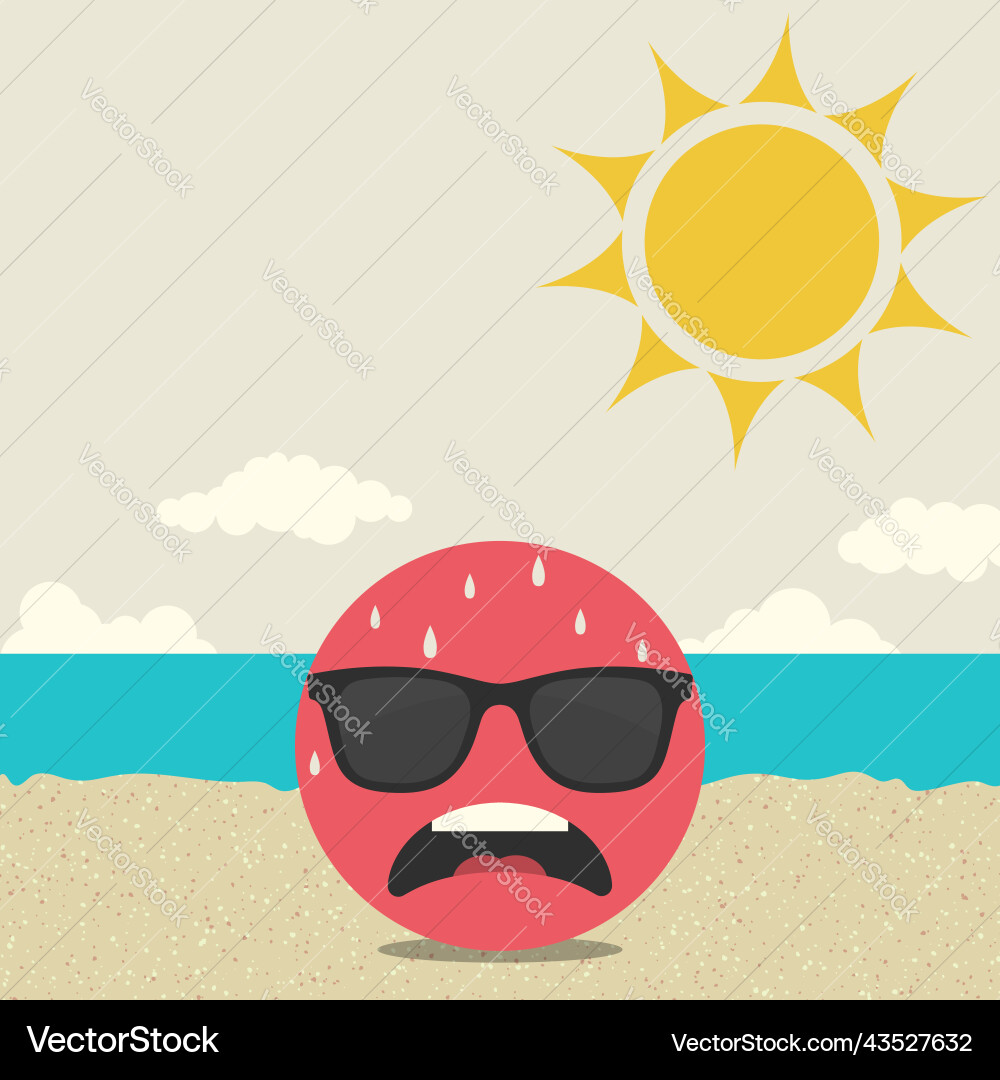 Hot face emoji weather Royalty Free Vector Image