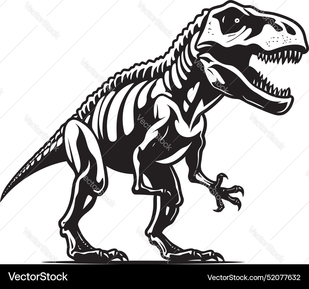 Jurassic jewel t rex skeleton emblem mesozoic Vector Image