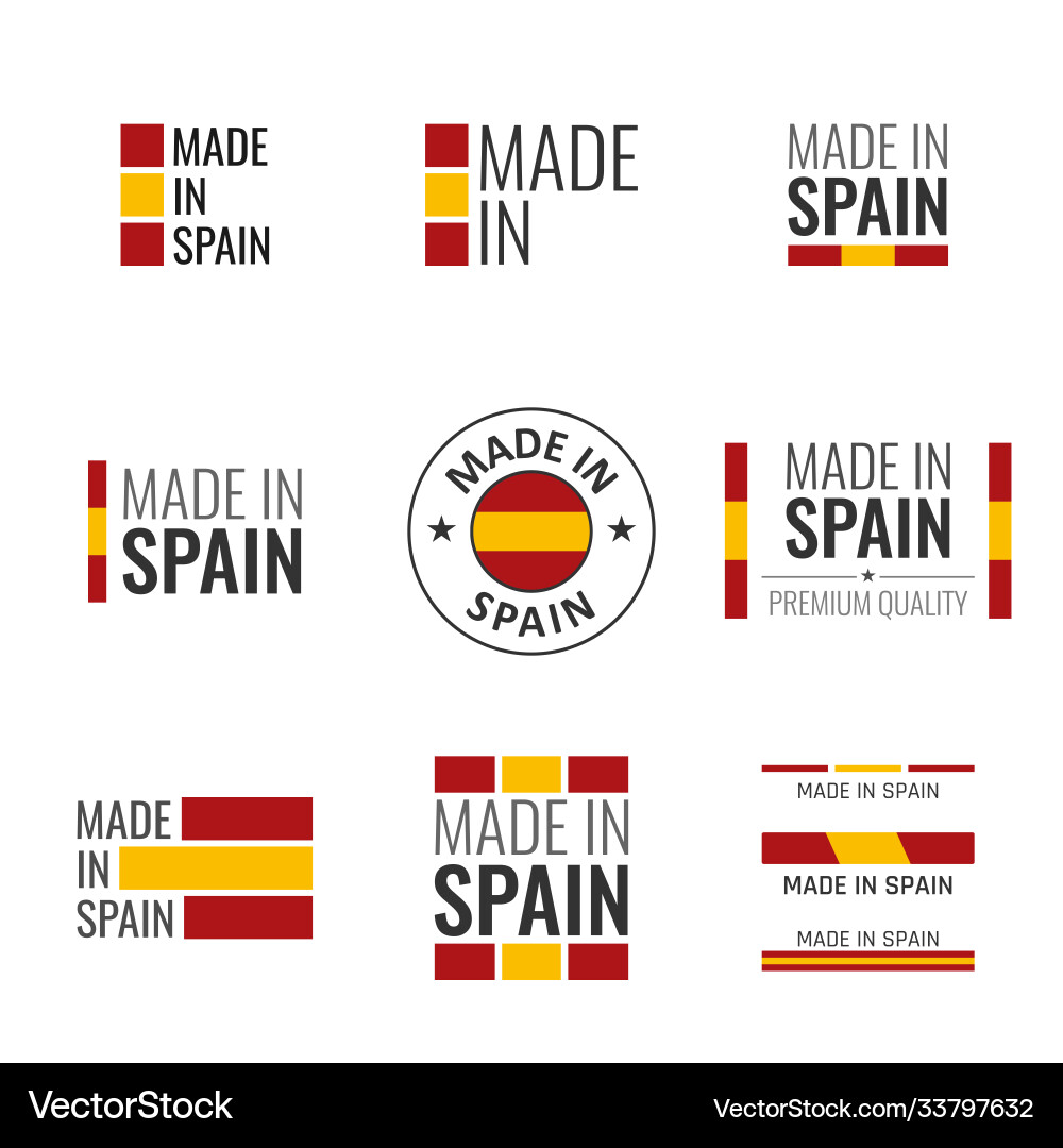 Made in spain labels set spanish product emblem Vector Image