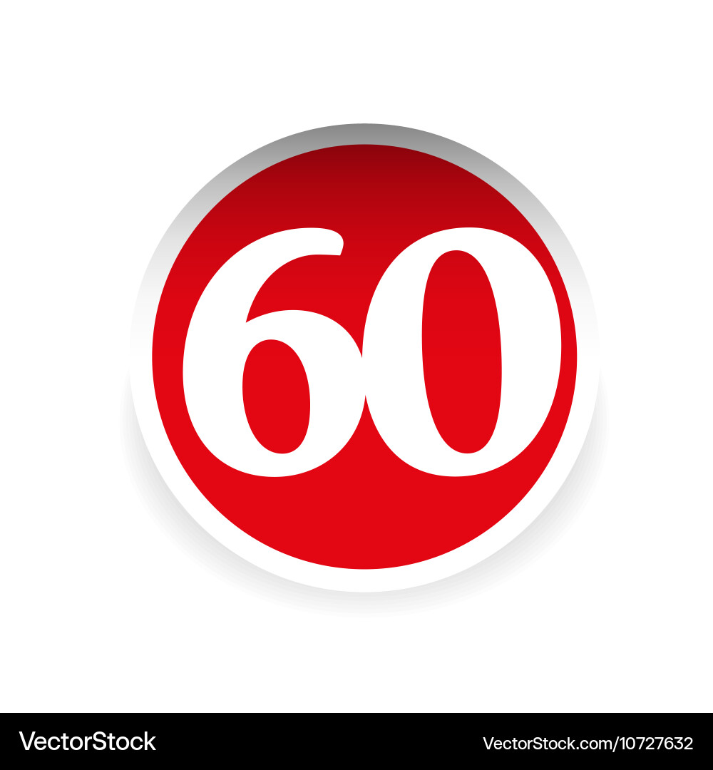 Number sixty red label Royalty Free Vector Image