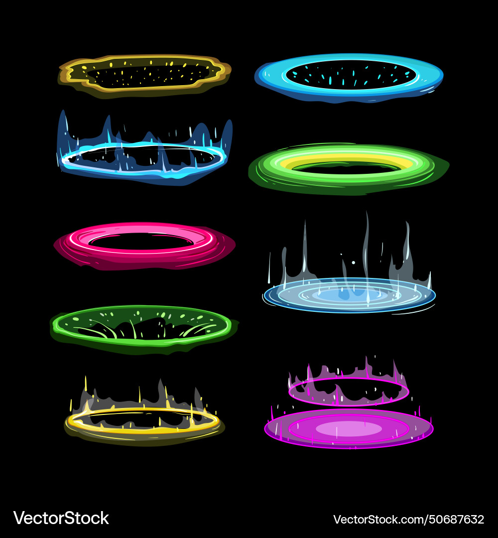 Portal vfx set cartoon Royalty Free Vector Image