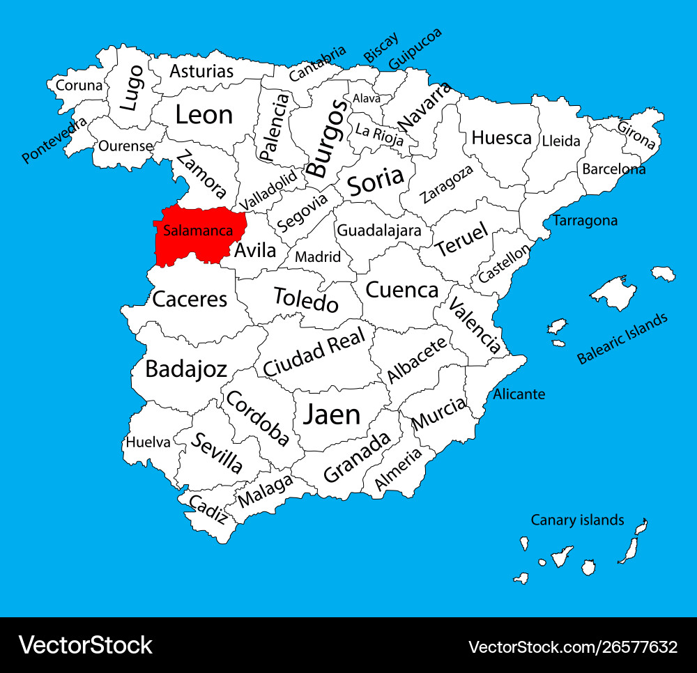 Salamanca Map Spain Province Administrative Vector Image