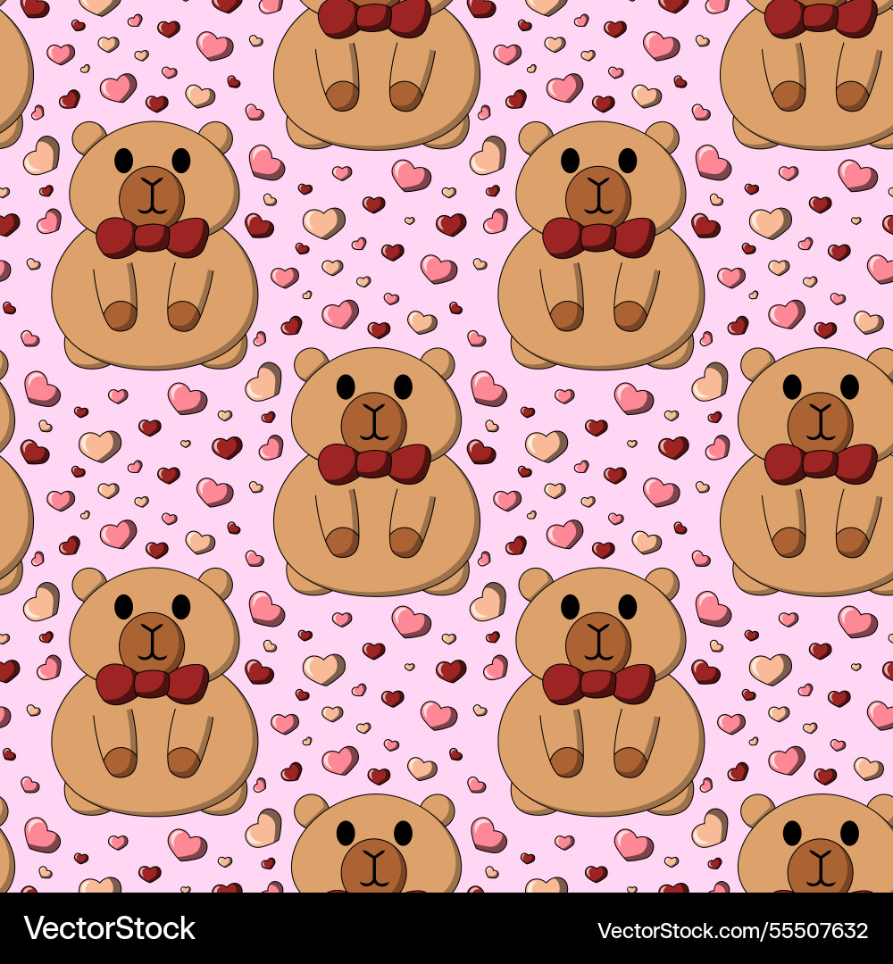 Seamless pattern with cute capybara small Vector Image
