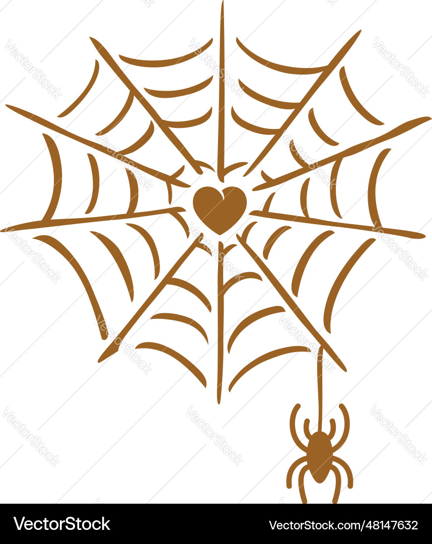 Spiderweb heart shape printable stencil art Vector Image