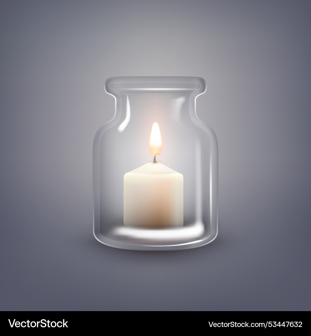 White candle in the jar Royalty Free Vector Image