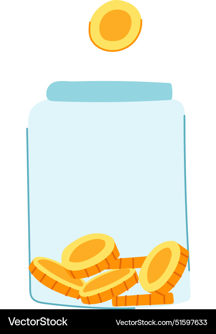 Bottle coin jar cartoon Royalty Free Vector Image