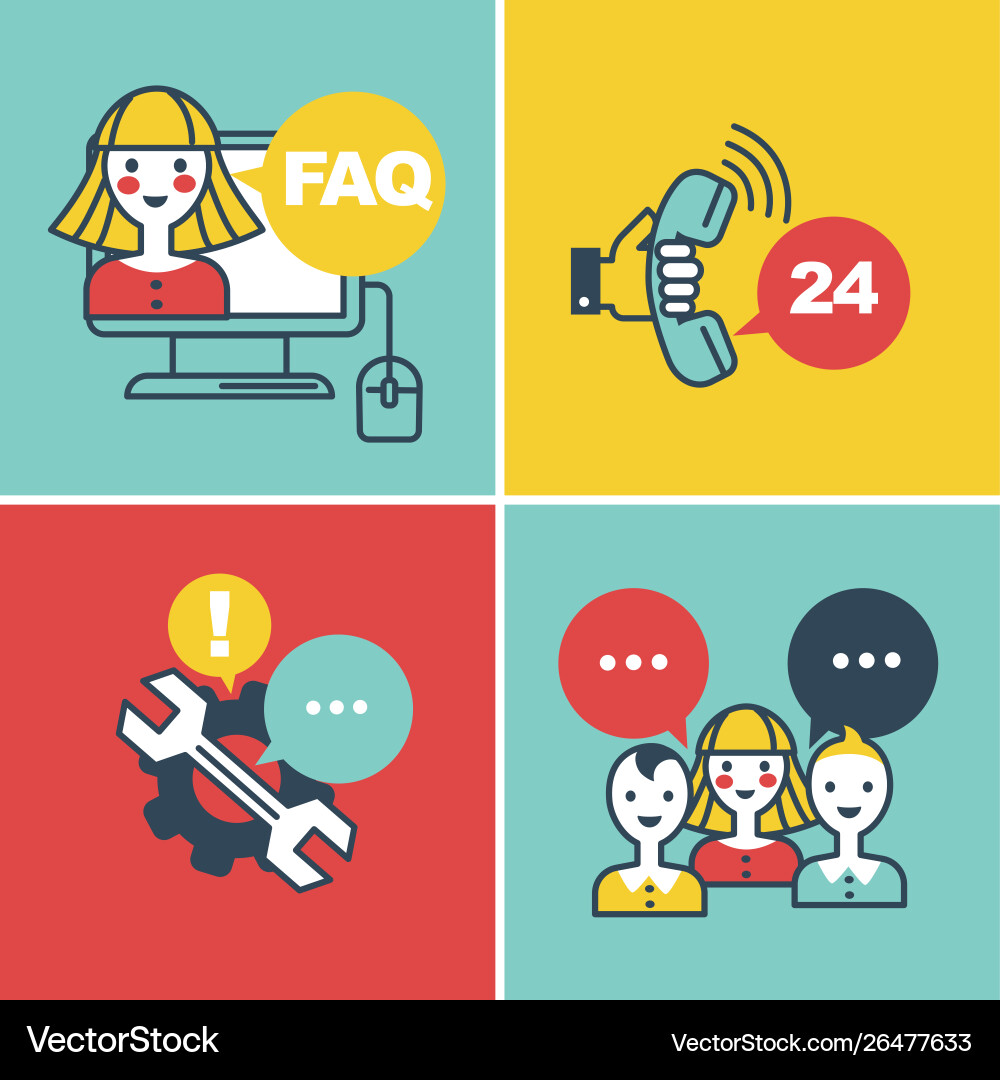 Call center faq and online help operators Vector Image