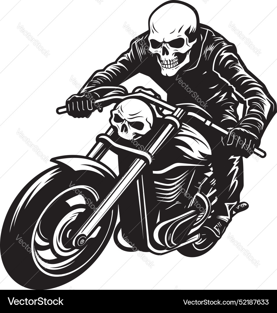 Death ride skeleton riding motorcycle black logo Vector Image