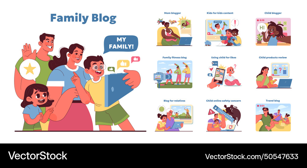 Family blog set Royalty Free Vector Image - VectorStock