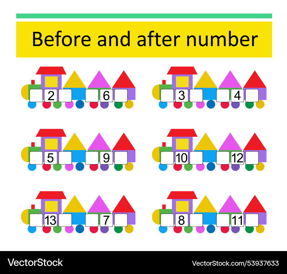 Math worksheets for kids number range up to 15 Vector Image