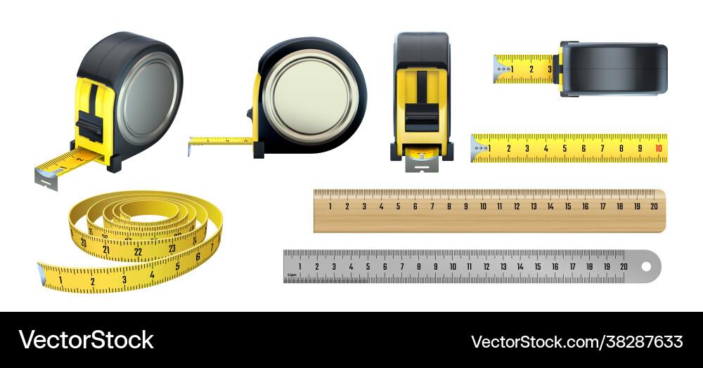 Measuring tools realistic instruments for length Vector Image