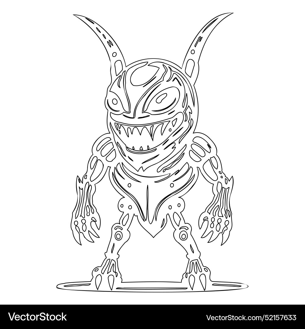 Monster alien outline sketch Royalty Free Vector Image
