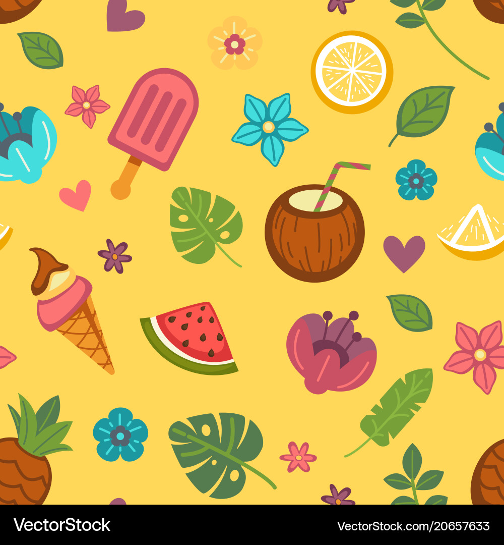 Summer seamless pattern with seasonal food Vector Image