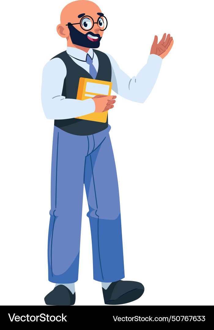 Teachers day man with book Royalty Free Vector Image