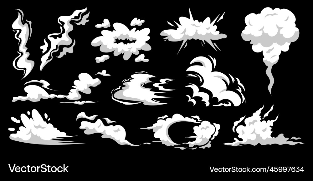 2d smoking silhouette fog drawing smoke comics Vector Image