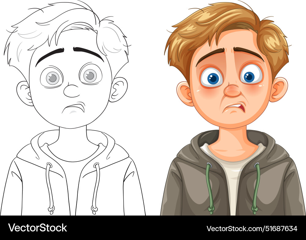 A boy with a confused expression Royalty Free Vector Image