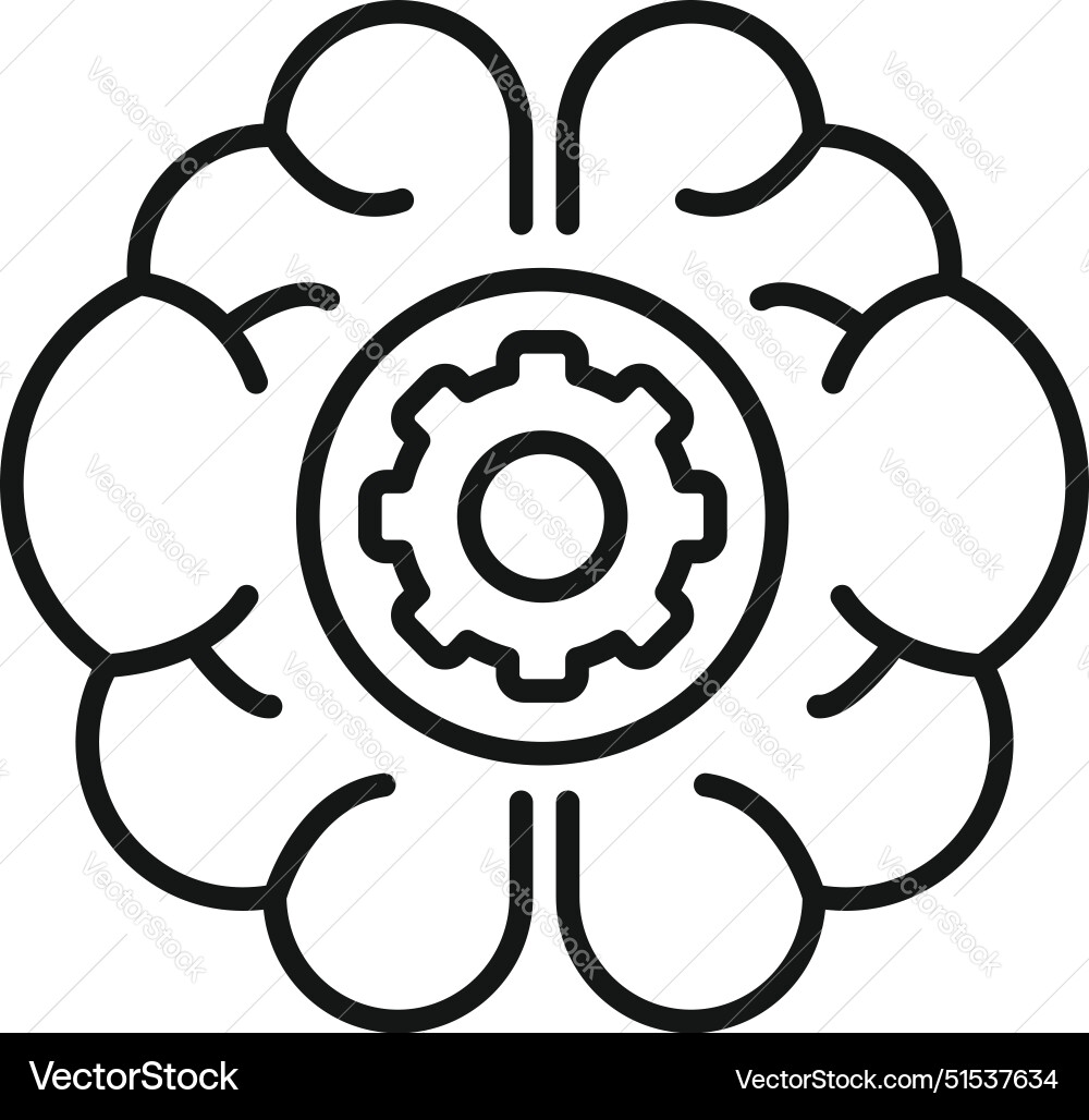 Abstract flower gear line icon Royalty Free Vector Image