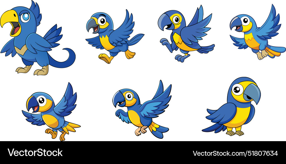 Blue and yellow macaw design animal Royalty Free Vector