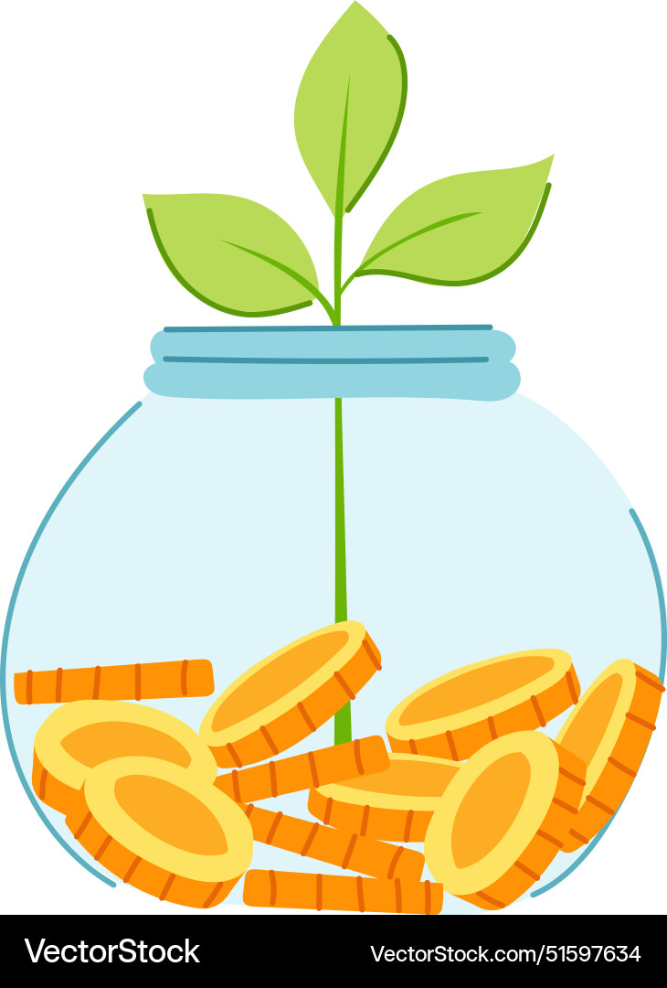 Cash coin jar cartoon Royalty Free Vector Image