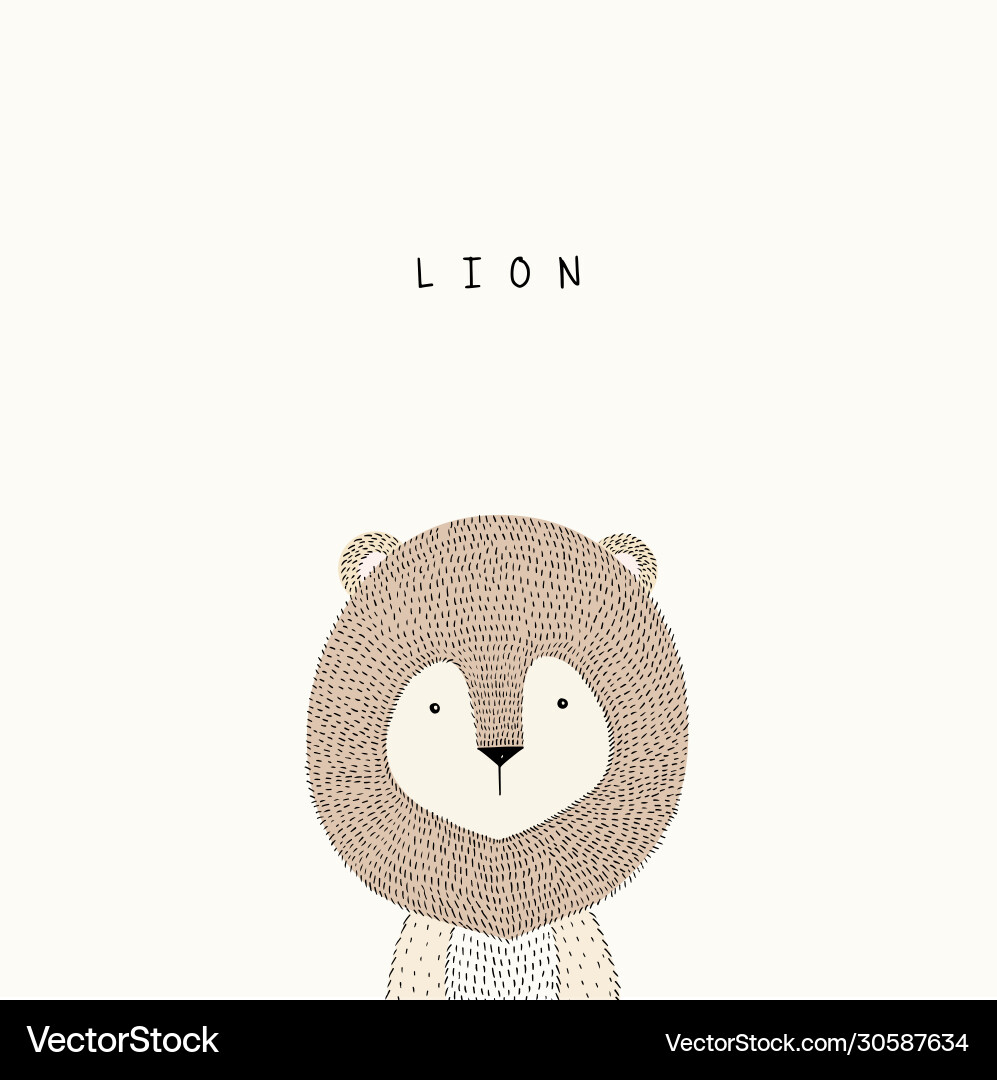 Cute hand drawn lion design Royalty Free Vector Image