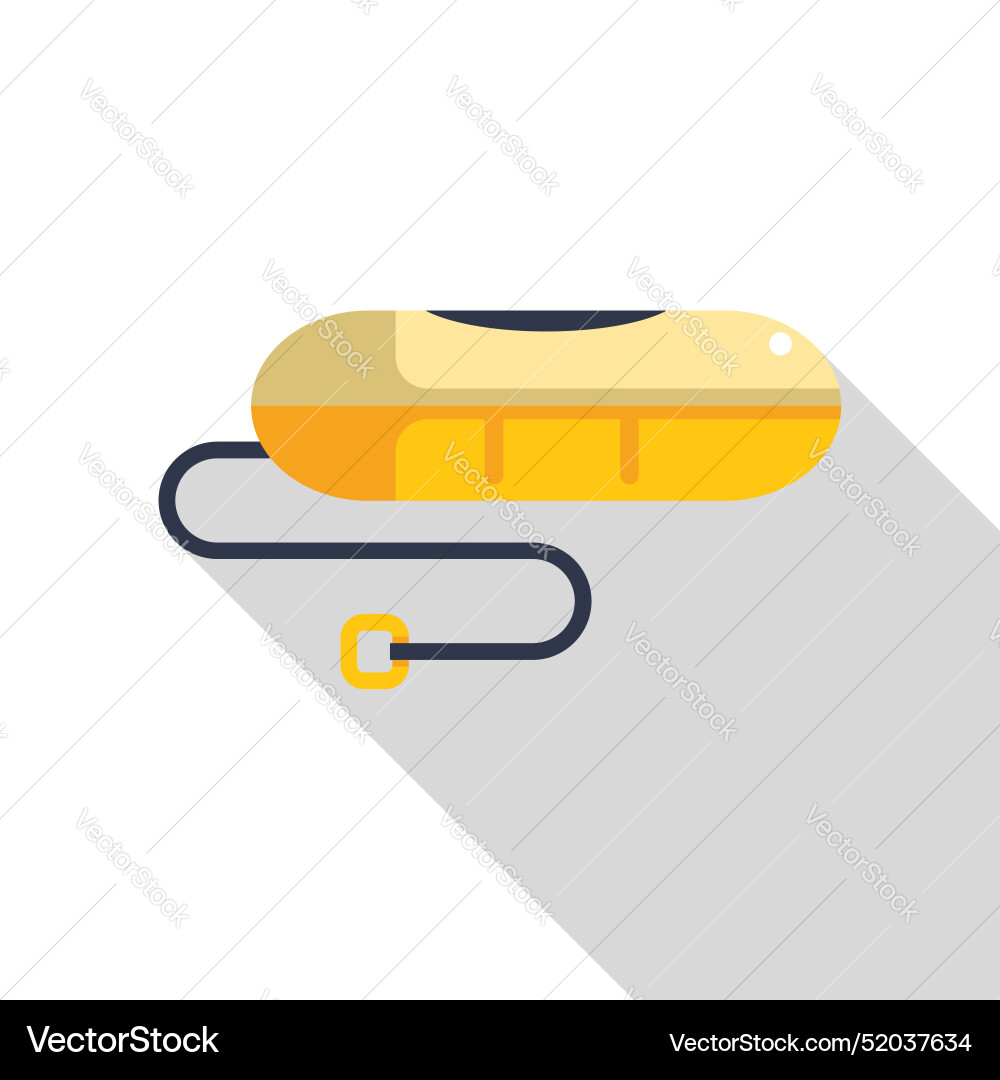 Inflatable rescue boat with tether floating Vector Image