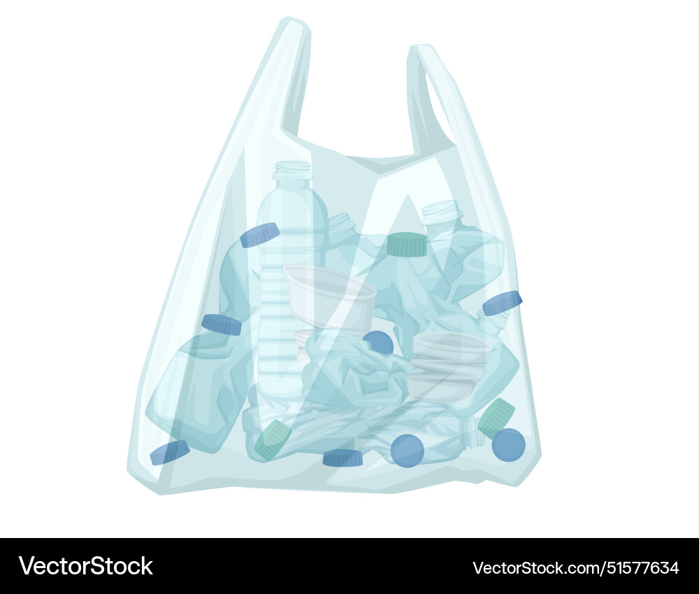 Plastic bag with bottle waste pollution Royalty Free Vector