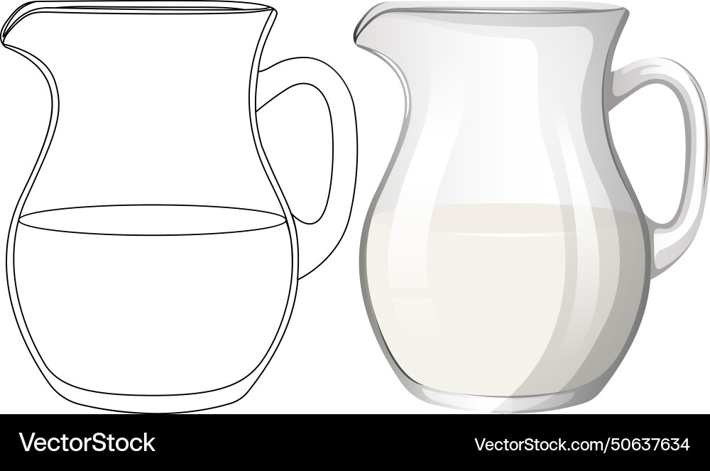 Side-by-side comparison of pitcher line drawing Vector Image