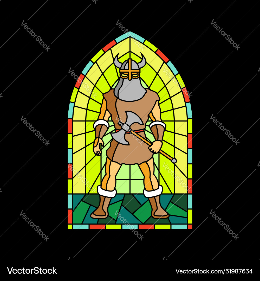 Viking warrior colorful stained glass window Vector Image