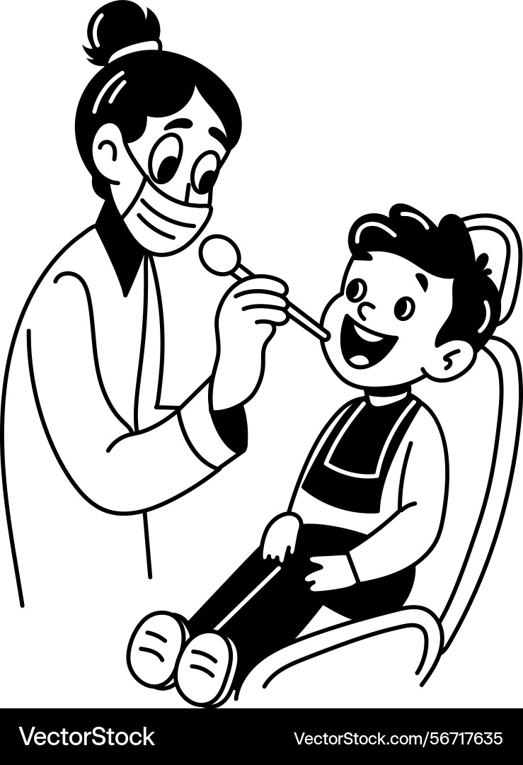 A hand drawn style of applying fluori Royalty Free Vector