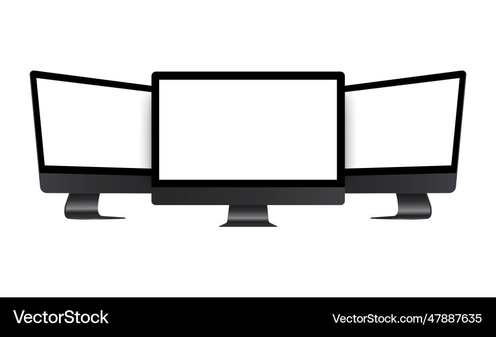 Computer monitor black mockup Royalty Free Vector Image